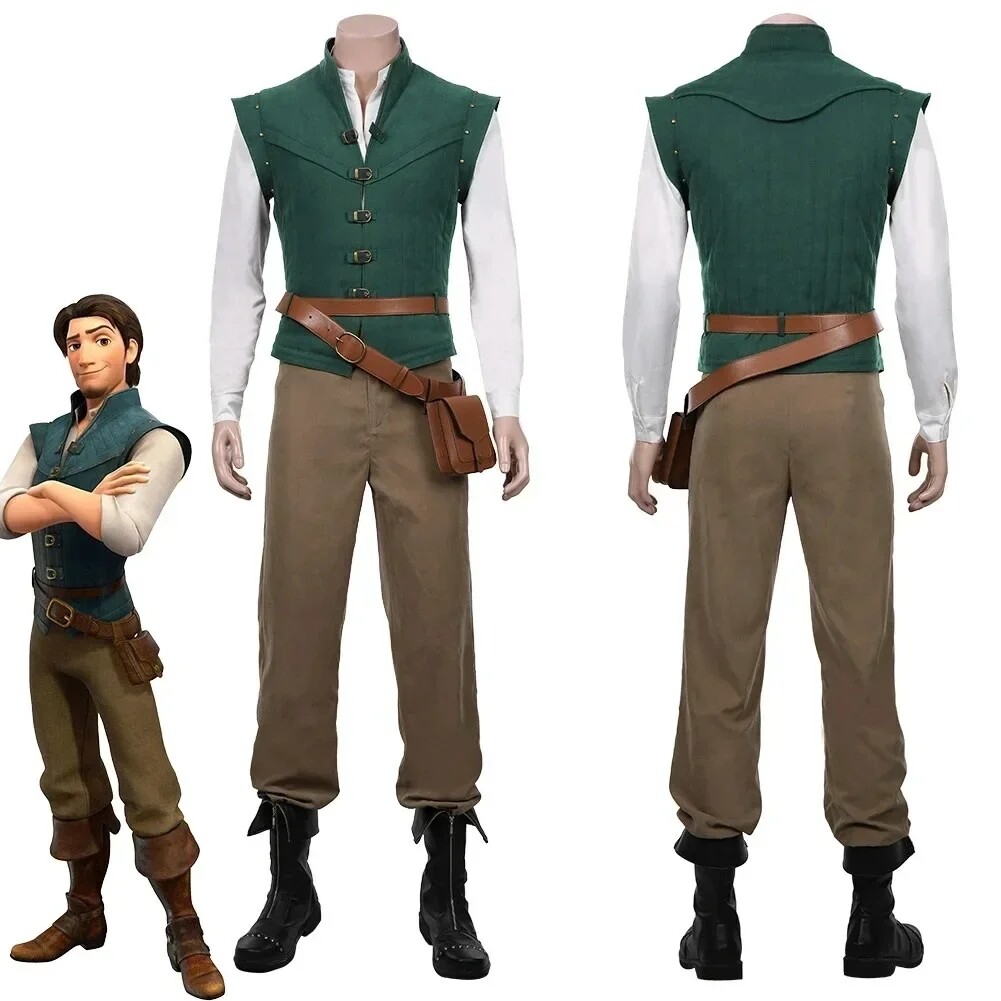(L) Anime Flynn Rider Tangled Rapunzel Cosplay Costume Adult Carnival ...