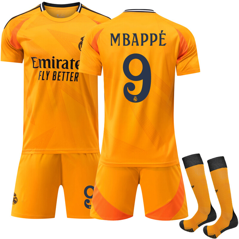 (22(3.9-4.3FT)) 24-25 Real Madrid Orange Away Football Jersey Mbappe ...