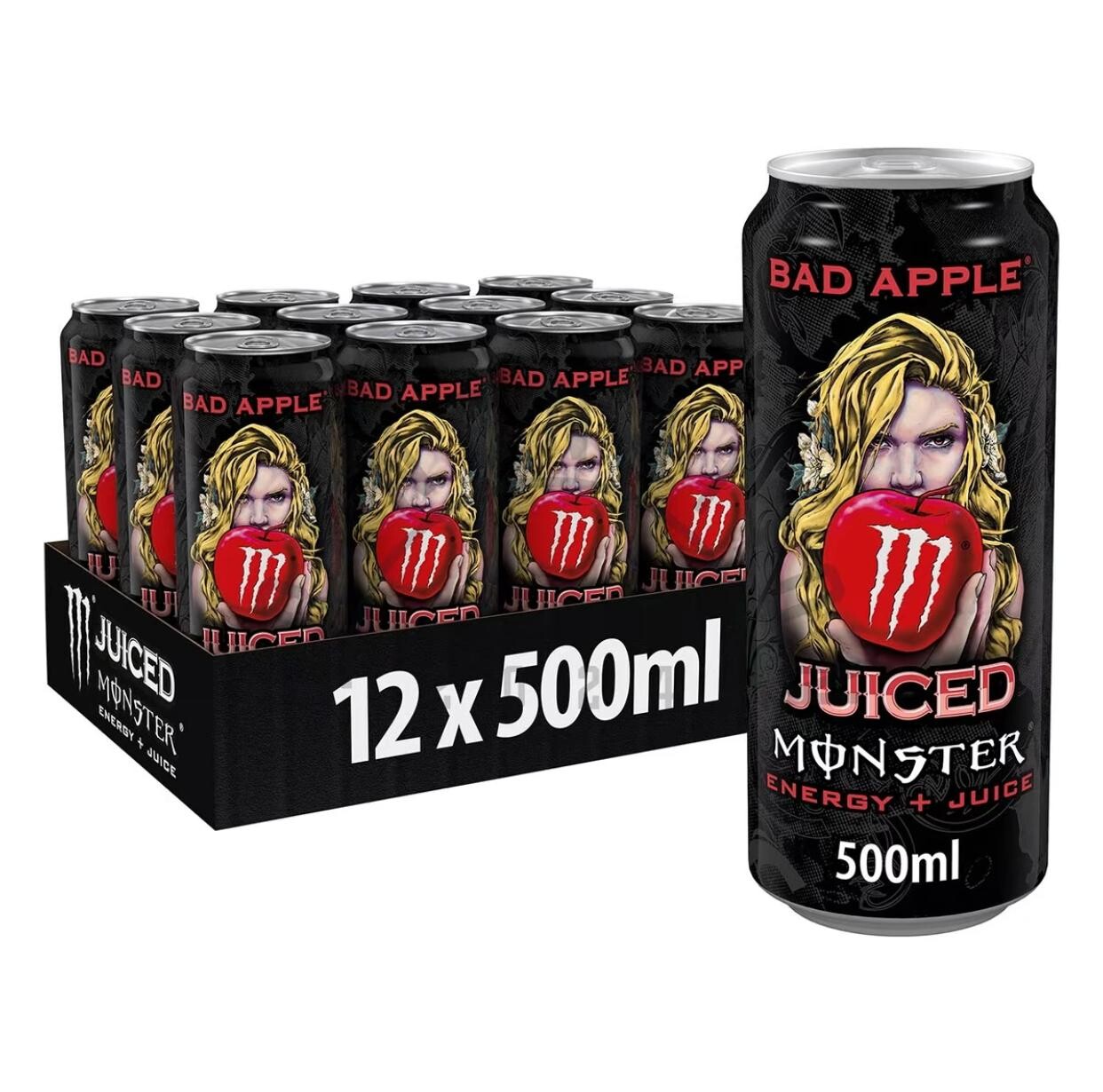 (12 x Bad Apple) Monster Energy Drink | 500ml Cans | Assorted Flavors ...