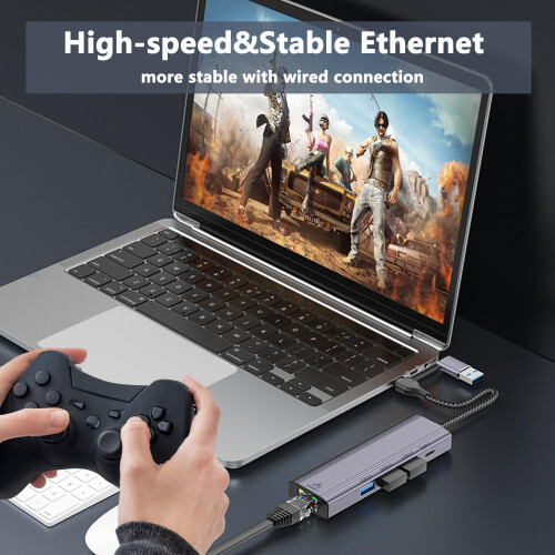 Hub USB C 5 en 1, adaptateur double USB-C/USB 3.0, station d'accueil ...