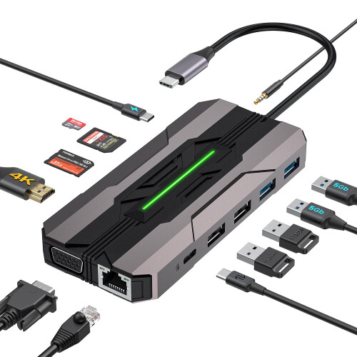 Chronus USB C Laptop Docking Station, 13 in 1 USB C Hub Multiport ...