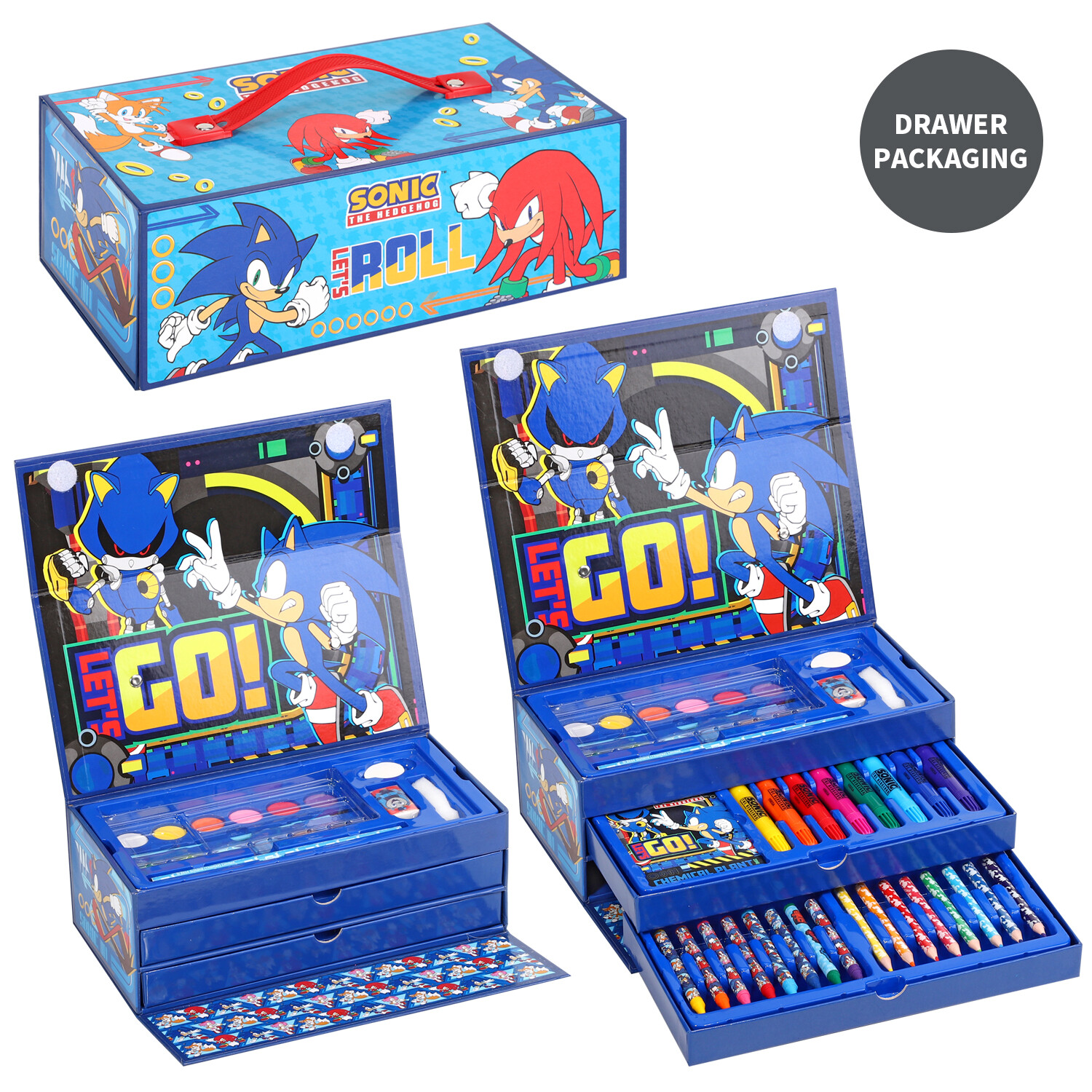 Sonic The Hedgehog Colouring Art Case Painting Activity Chest Kids Set ...