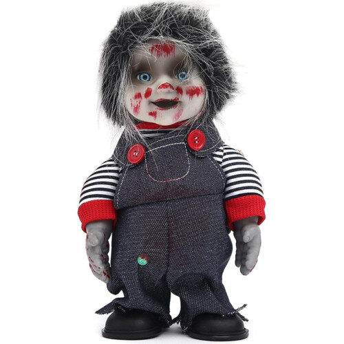 Creepy Doll Halloween Animatronics Scary Doll Sound Activated Glowing ...