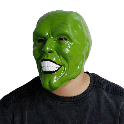 (Deep Green) Green Latex Mask Jim Carrey Movie Fancy Dress Loki The ...