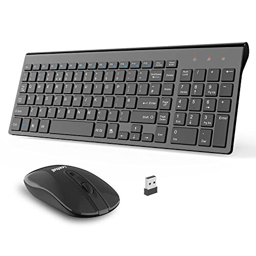 Slim Wireless Keyboard and Mouse Set, 2.4G Cordless QWERTY UK Layout ...