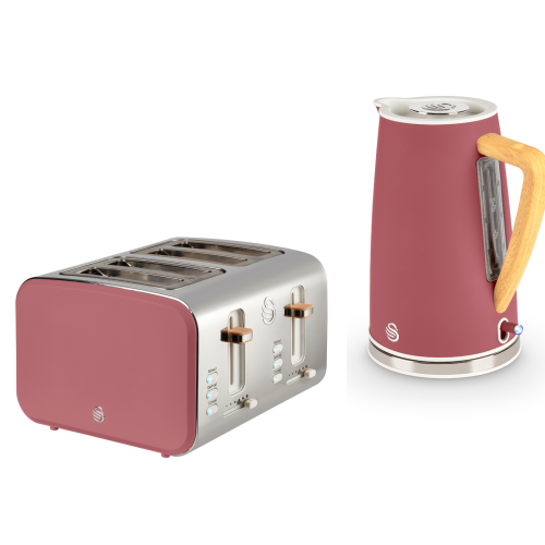 Swan Nordic Fuchsia Kettle & 4 Slice Toaster. Scandinavian Design Set ...