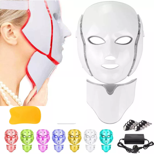 7 LED Light Photon Therapy Face Neck Mask Rejuvenation Skin Wrinkles on ...