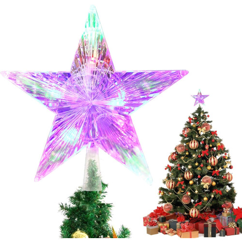 Christmas tree topper with star lights, Christmas tree topper, twinkle ...