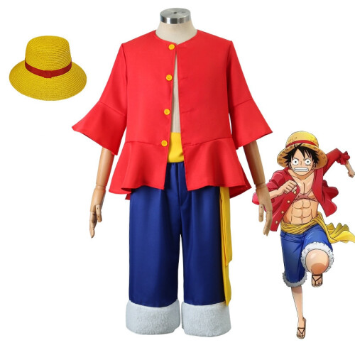(110, With Hat Set) One Piece Luffy Cosplay Costume Party Fancy Dress ...