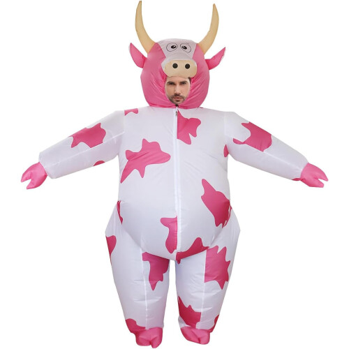 (Pink Cow) ZZVV Cow Costume Inflatable Cow Costume Adult Blow Up ...