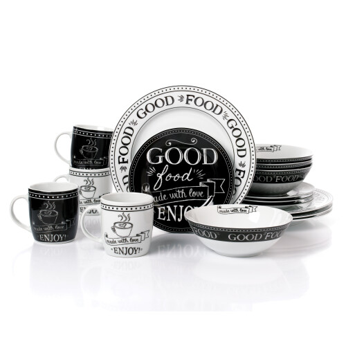 16PC Good Food - made with love Dinner Set on OnBuy