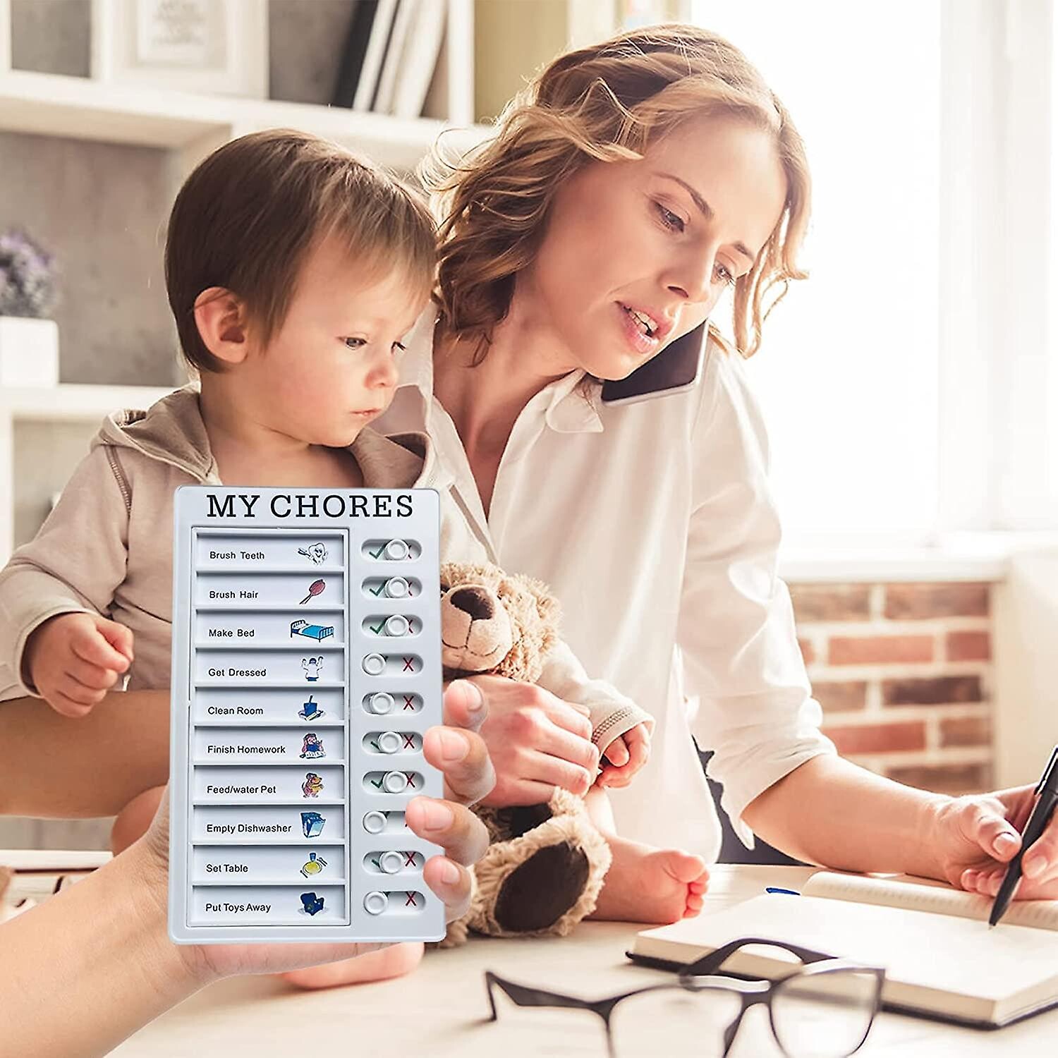 (white) Memo Plastic Board Chores Checklist Board, My Chores Chart Board For Kids Children, List ...