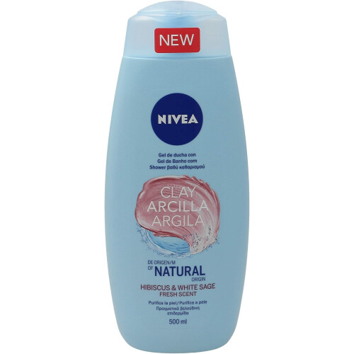 NIVEA Shower Gel Clay with Hibiscus & White Sage Fresh Scent 500ml | Purifies, Refreshes & Cares ...