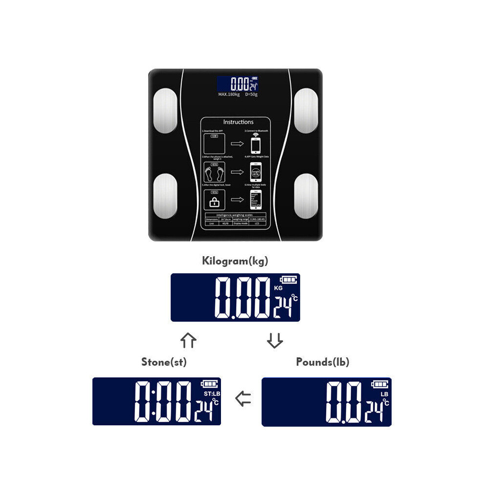 Digital Bathroom Scales Weighing Smart Body Fat BMI Monitor 180KG on OnBuy