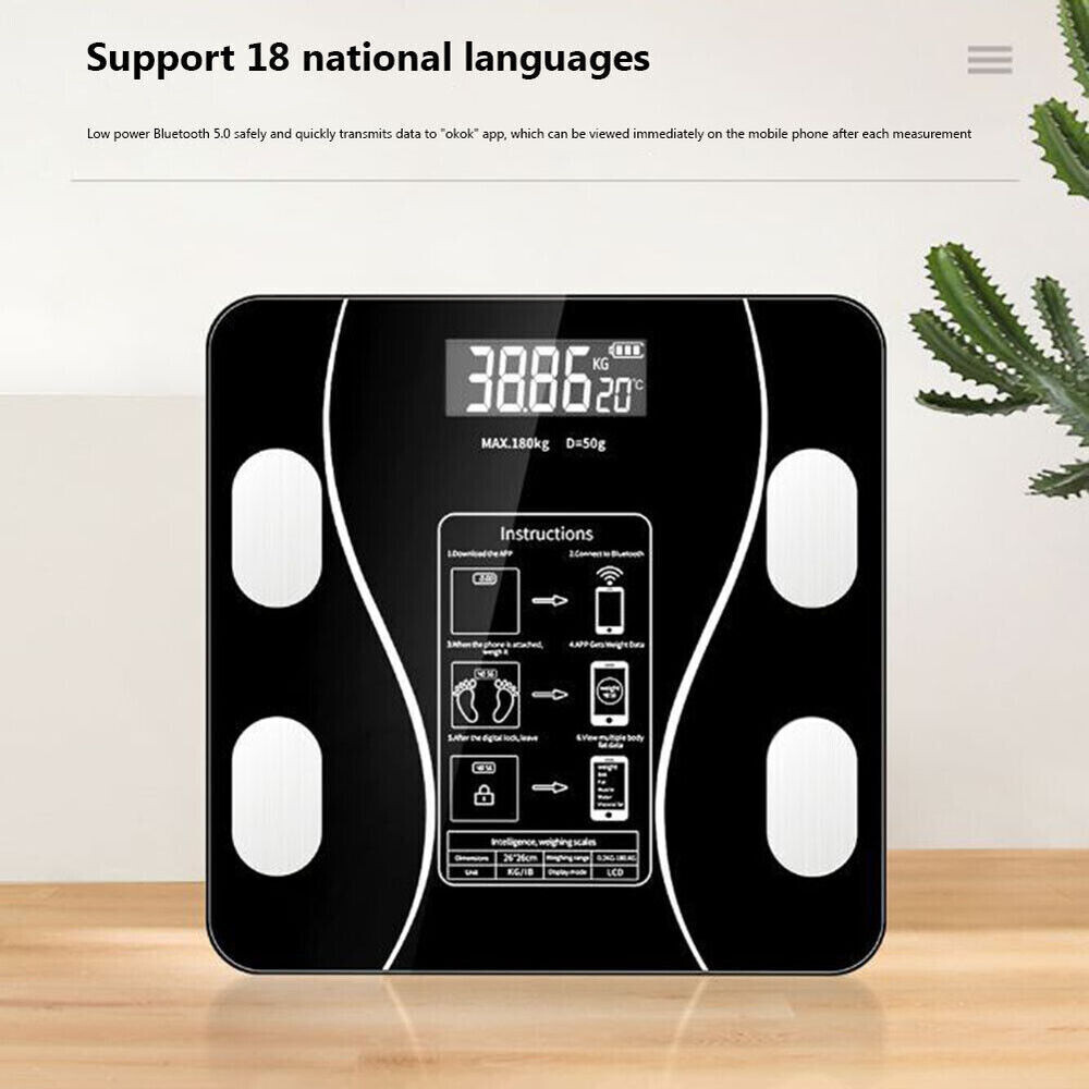 Digital Bathroom Scales Weighing Smart Body Fat BMI Monitor 180KG on OnBuy
