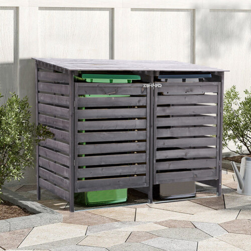 Double Triple Wheelie Bin Store Wooden Storage Shed Dustbin Cover ...