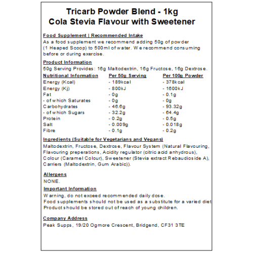 (Cola Stevia, 2Kg) Tri Carb Powder - Triple Carbohydrate (Maltodextrin ...
