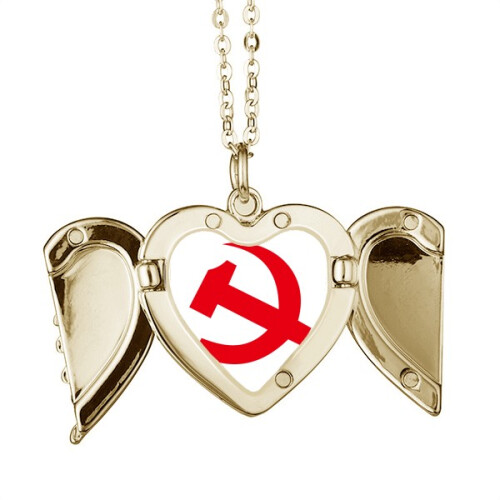 Chinese Communist Badge Red Symbol Folded Wings Peach Heart Pendant ...