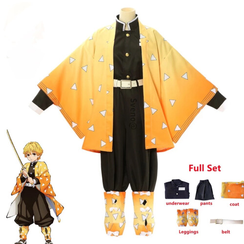 (s, Agatsuma Zenitsu) Demon Slayer Anime Cosplay Costume Kimetsu No ...