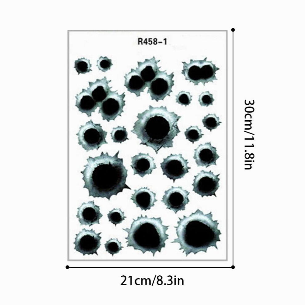 3D Simulation Bullet Hole Car Sticker Car Bullet Hole Crack Car Sticker ...
