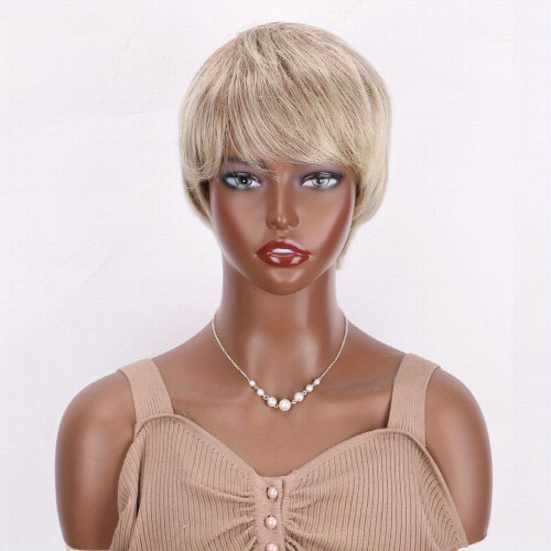 Short Straight Pixie Cut Wigs High Temperature Fiber Synthetic Hair For ...