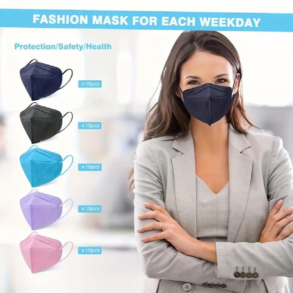 50pcs Multiple Colour 5 Layers KN95 Masks FilterEfficiency 95 ...