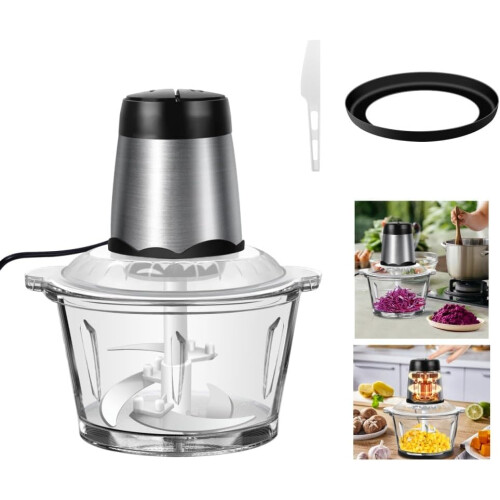 Mini Food Processor Vegetable Chopper 2L Glass Bowl, Meat Grinder with ...