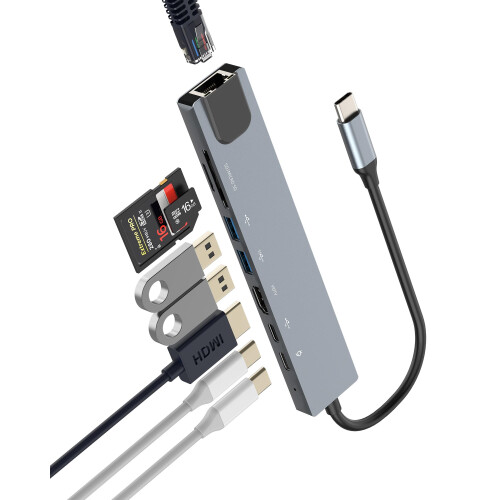 Chronus USB C Hub for iPhone 15 Pro Max iPad(8in1) HDMI USB Type C ...