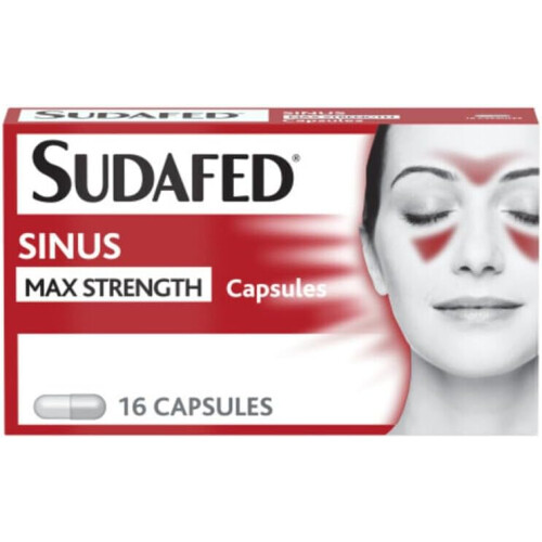 (Red) Sudafed Sinus Max Strength Capsules, Relieves Sinus Pressure and ...