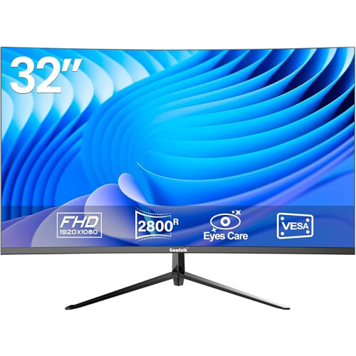 Gawfolk 32 Inch Computer Monitor, 75Hz Full HD 1920 x 1080p Curved ...