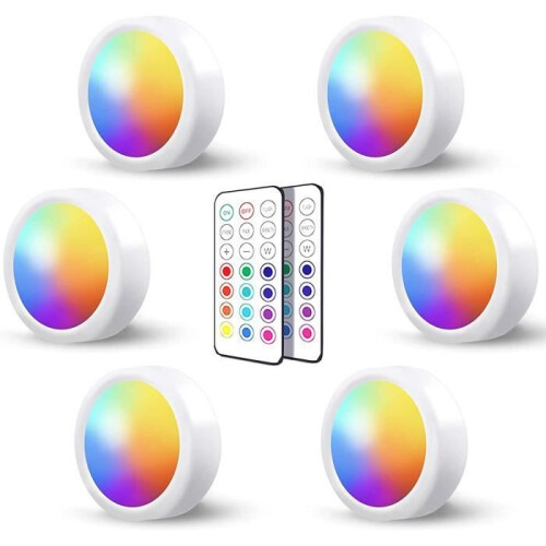 Wireless Battery LED Spotlight, Dimmable RGB Small Self-Adhesive LED ...