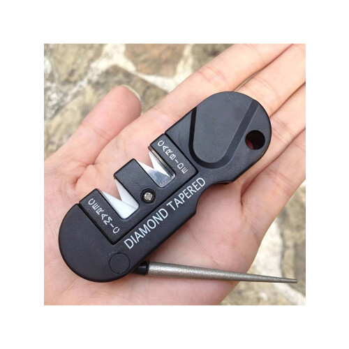 (Black, one-size) 1 Piece 4-In-1 Pocket Knife Diamond Outdoor Sharpener ...