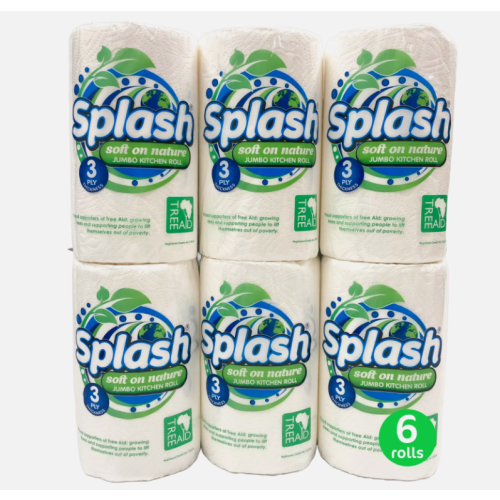 (6 Rolls) Strong Jumbo Kitchen Roll Splash 3ply Eco Friendly on OnBuy