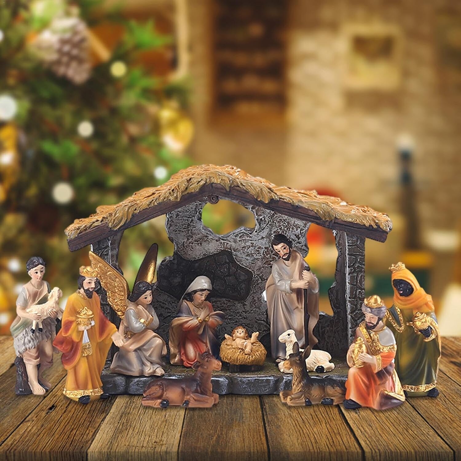 Traditional Nativity Scene | Resin Birth Of Jesus Christ Figurine ...