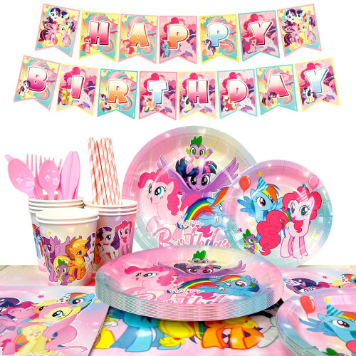 144pcs My Little Pony Party Tableware Set-My Little Pony Party Plates ...