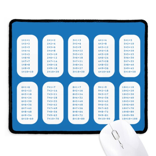 Multiplication Table Number Study Math Mousepad Stitched Edge Mat ...
