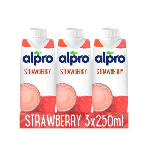 Alpro Soya Strawberry Plant-Based Long Life Drink, Vegan & Dairy Free, 250 ml (Pack of 15) on OnBuy