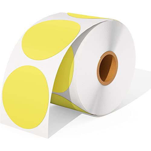 MUNBYN 50x50mm Yellow Circle Thermal Sticker Labels, Self-Adhesive ...