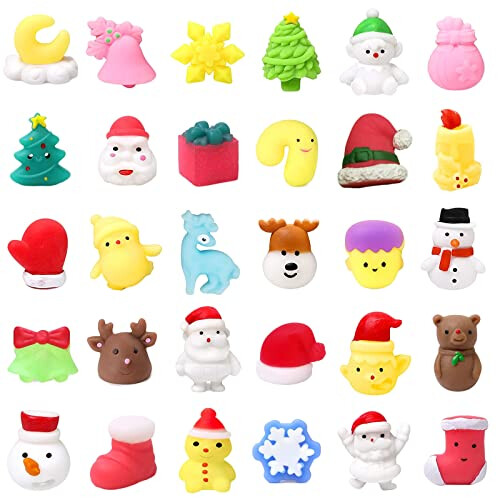 30Pcs Christmas Mochi Squishy Toys,Mini Christmas Mochies Squishies ...