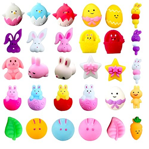 30PCS Easter Mochi Squishy Toys,Mini Kawaii Rabbit Egg Mochies ...
