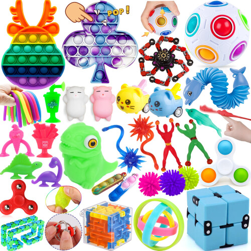 Lubibi 40 PCS Fidget Toys Set for Kids, Fidget Sensory Toys Pack With Stab Pop Toy, Infinite ...