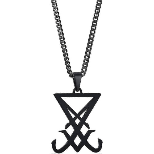 (rolo chain, Style A) MEALGUET Satanic Necklace Sigil of Lucifer ...