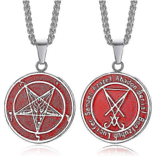 (ball chain, Style D) MEALGUET Satanic Necklace Sigil of Lucifer ...