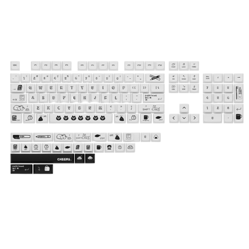 Keycap Keyboard White Black 130 Keys Dye Sublimation Mechanical Switch ...