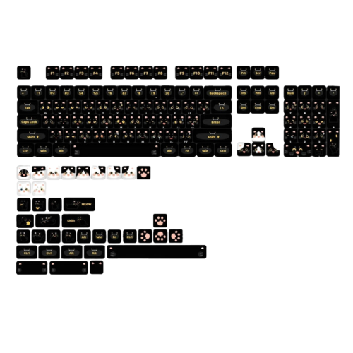 Keycap Keyboard Black Cat 142 Keys Profile Cute Naughty Switch Theme ...