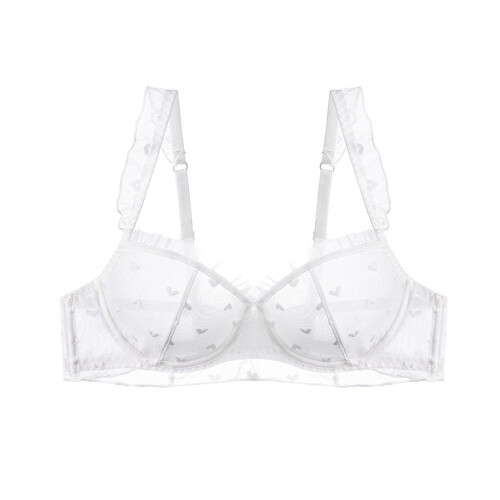(White, 34C/75C) Sexy transparent ultra-thin lace sexy lingerie bra on ...