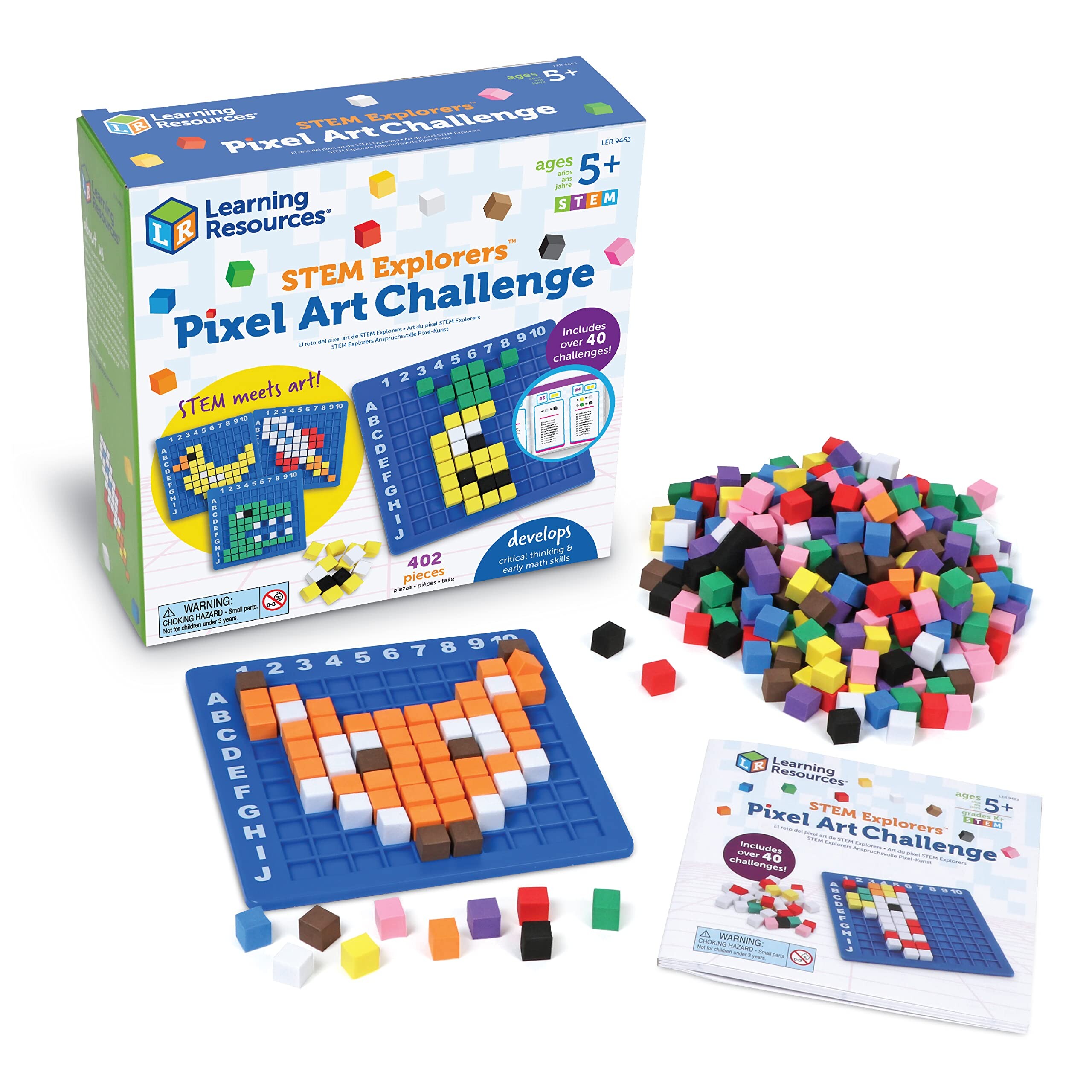Learning Resources STEM Explorers Pixel Art Challenge 402 Pieces Ages 5+ STEM Toys For Kids ...