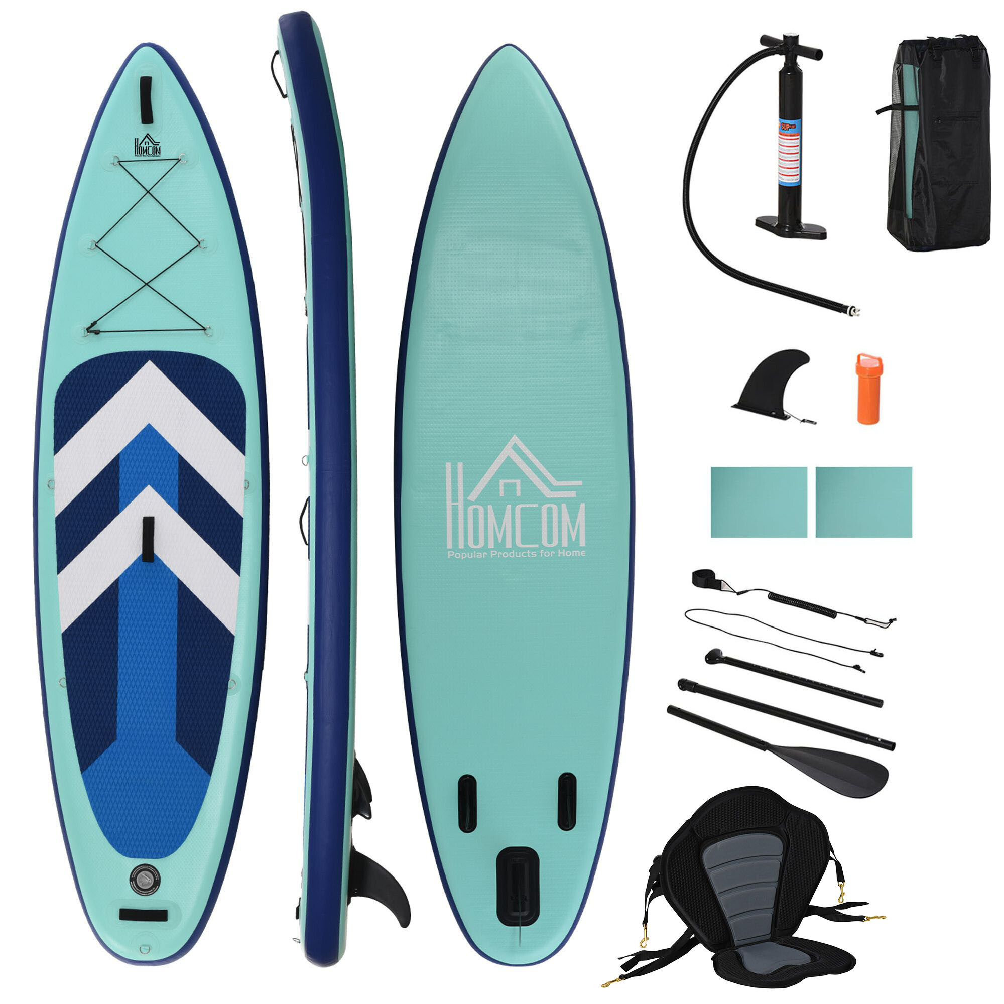 HOMCOM 10.5ft Inflatable Stand Up Paddle Board Kayak Conversion Kit ...