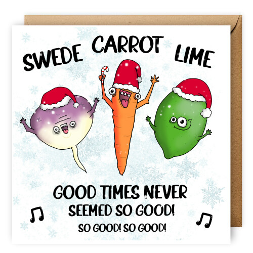 Swede Carrot Lime Funny Christmas Card, for Her and Him, Christmas Cards Funny Girlfriend or ...