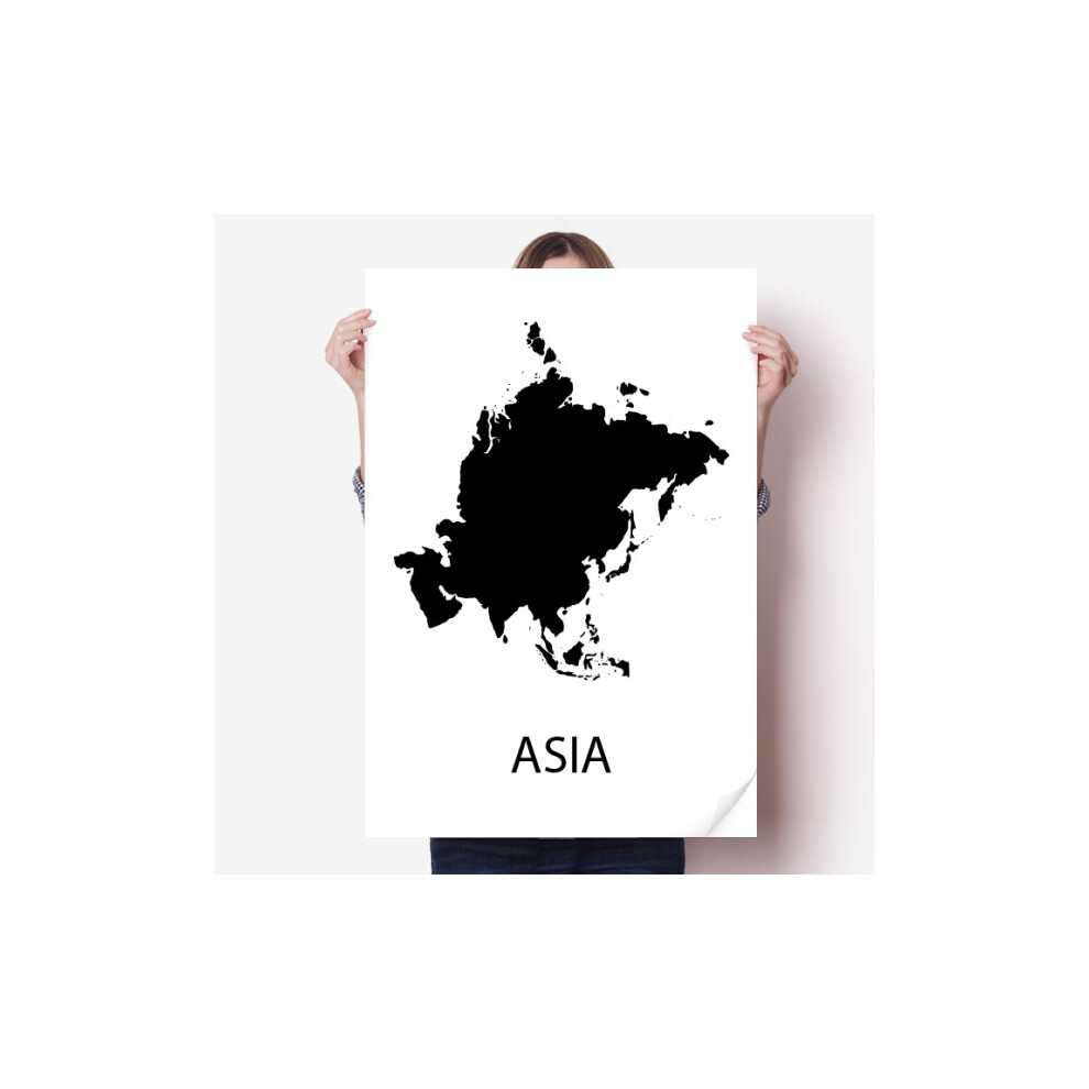 Asia Continent Outline Outline Map Sticker Decoration Poster Playbill ...